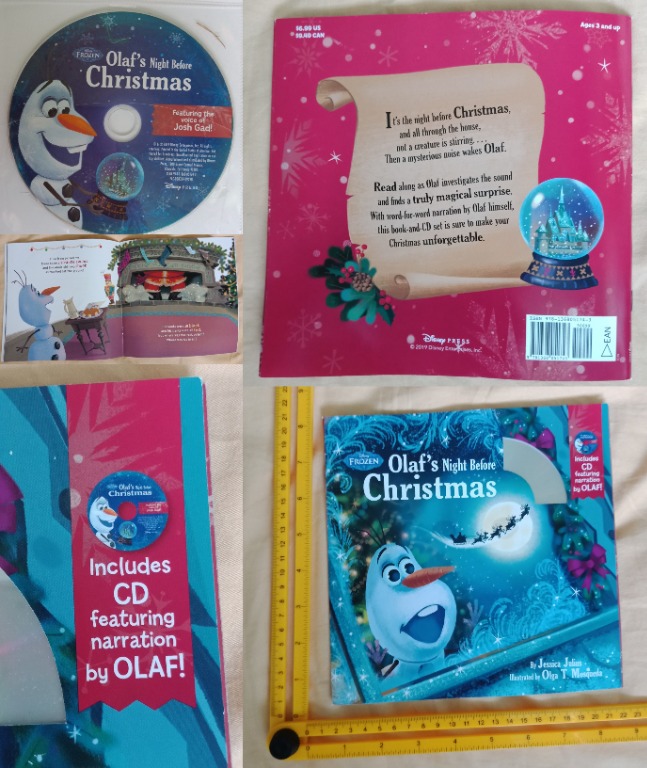 DISNEY PIXAR Frozen Olaf's Night Before Christmas Story Book with CD ...