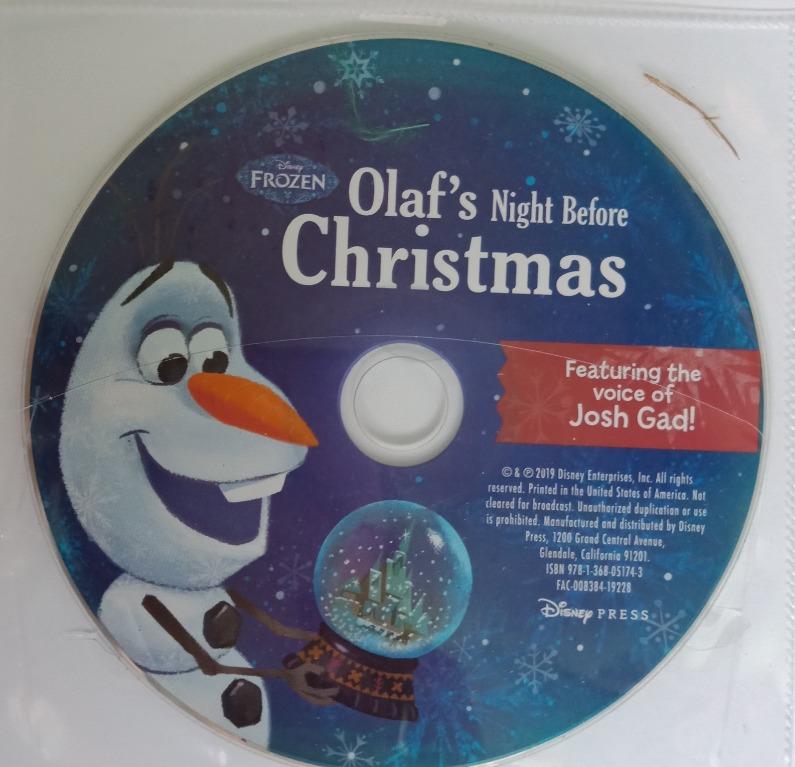 DISNEY PIXAR Frozen Olaf's Night Before Christmas Story Book with CD ...