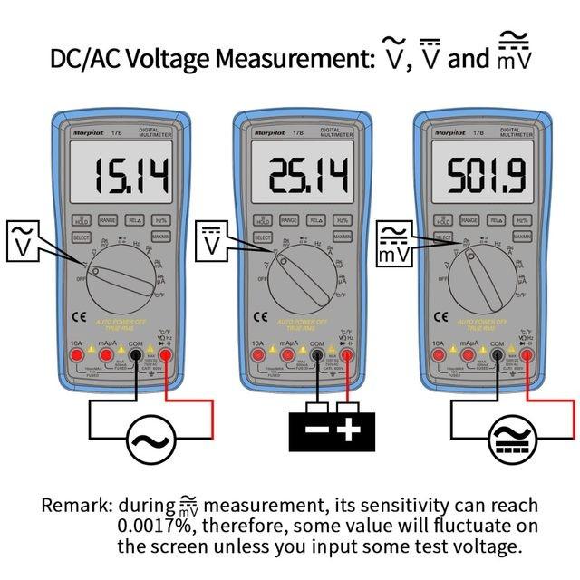 MORPILOT Digital Manual & Auto DC/AC Current & Voltage Multimeter ...