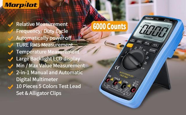 MORPILOT Digital Manual & Auto DC/AC Current & Voltage Multimeter ...