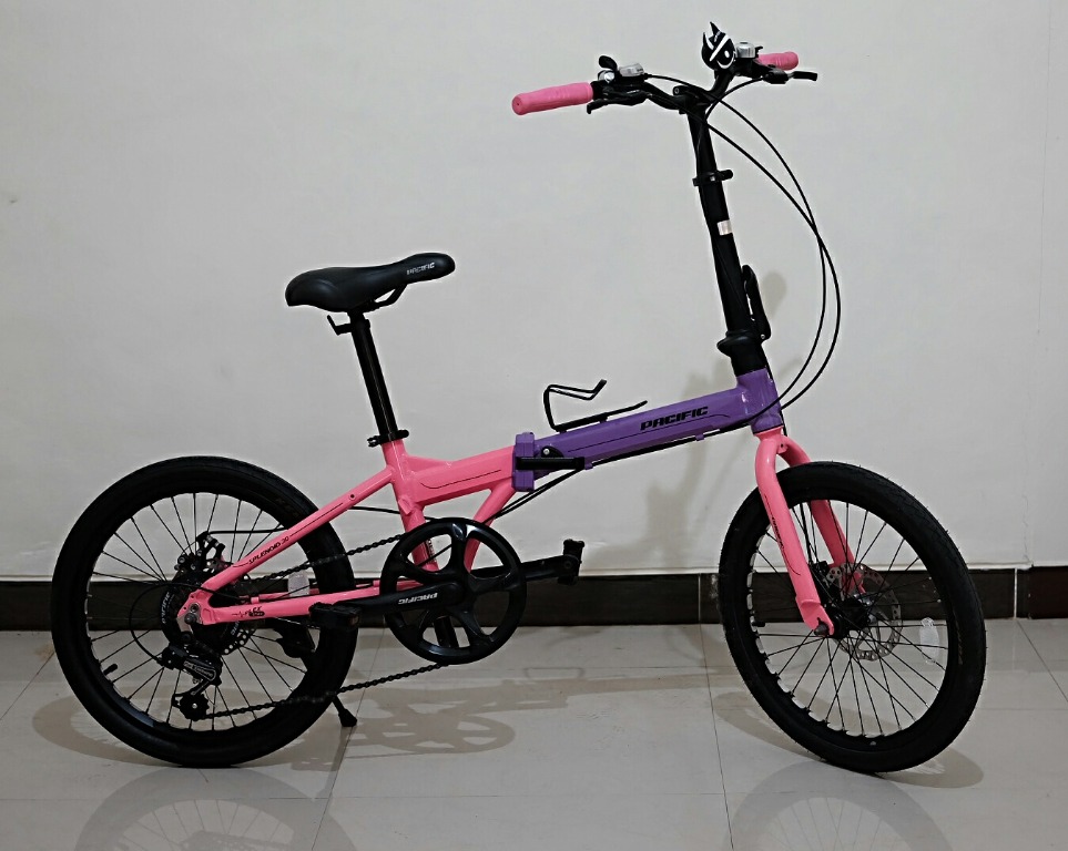 Sepeda lipat PACIFIC SPLENDID 3 purple pink seperti baru, Olah Raga ...