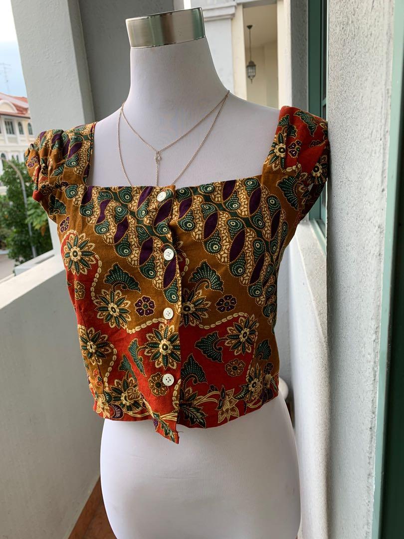 Two Way Batik Crop Top, Women's Fashion, Tops, Blouses on Carousell