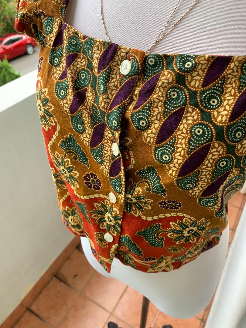 Two Way Batik Crop Top, Women's Fashion, Tops, Blouses on Carousell