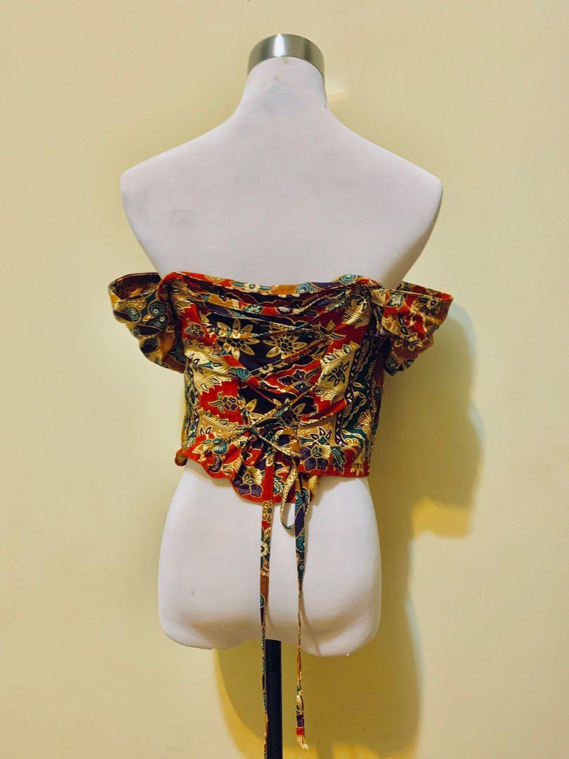 Two Way Batik Crop Top, Women's Fashion, Tops, Blouses on Carousell