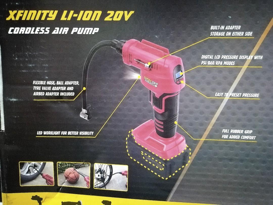 Workzone Heavy Duty 20V Portable Cordless Air Pump Tire Inflator ...