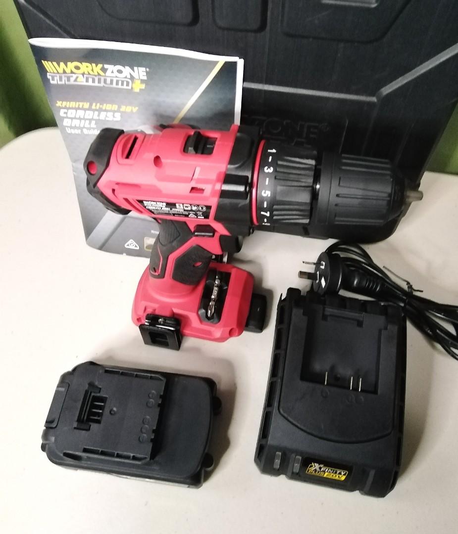 Workzone Heavy Duty Cordless Drill Light with Rechargeable Battery and ...