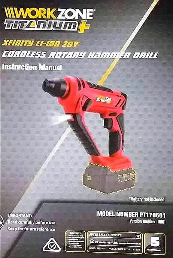 Workzone Xfinity Li-ion 20V Cordless Rotary Hammer Drill with Battery ...