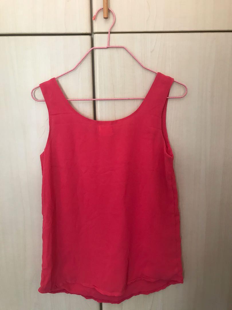 Caroll Pink Singlet Top, Women's Fashion, Tops, Sleeveless on Carousell