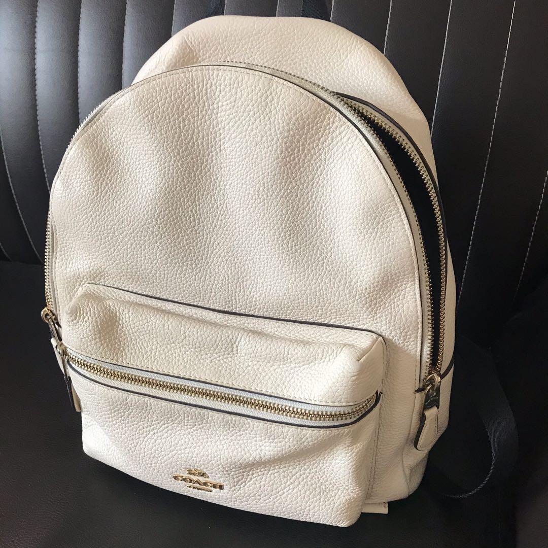 Coach Small Backpack (White color), Women's Fashion, Bags & Wallets ...