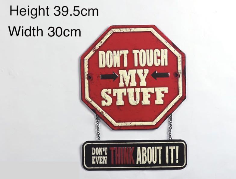 DON’T TOUCH MY STUFF metal sign tin plate poster, Furniture & Home ...