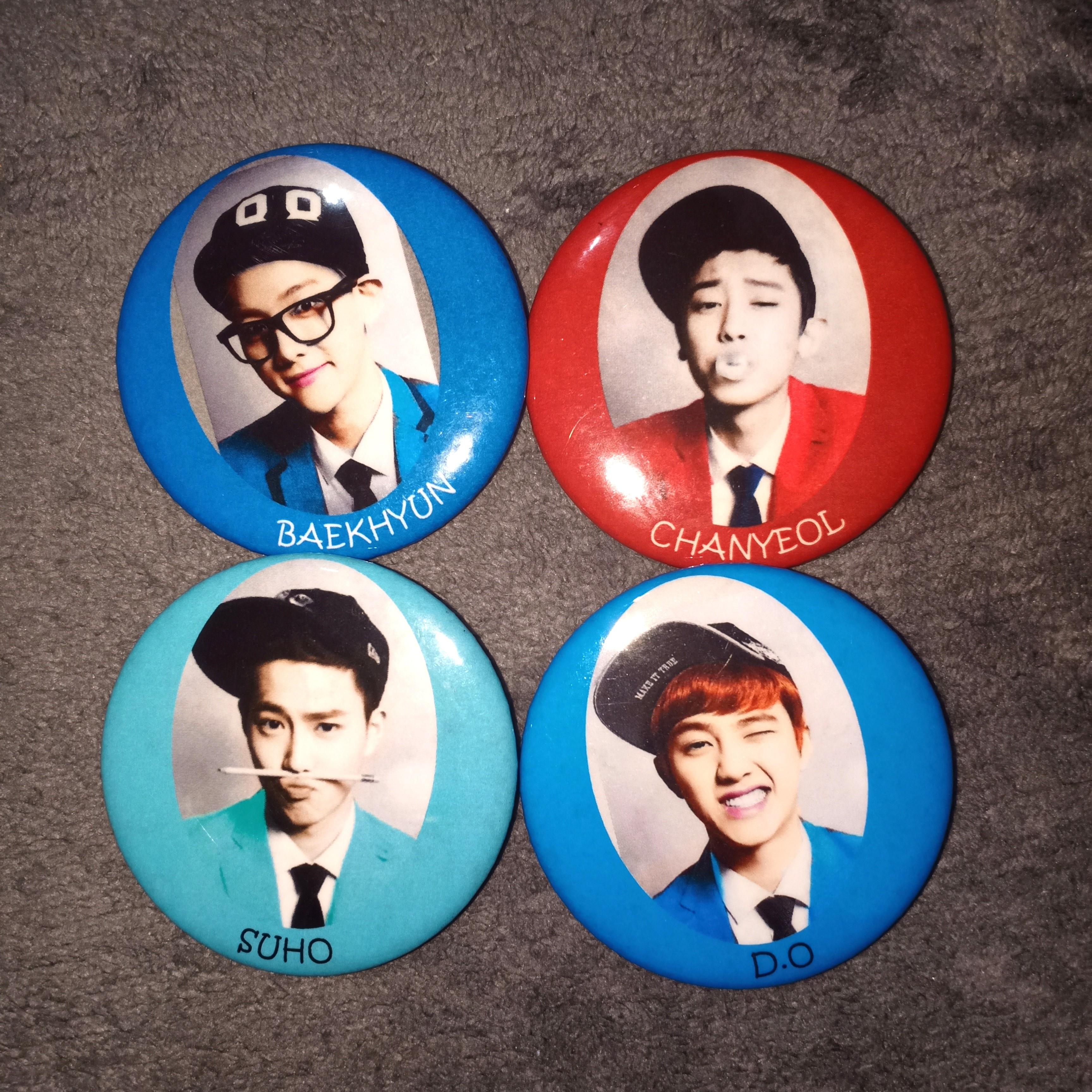 EXO unofficial BUTTON BADGES, Hobbies & Toys, Collectibles & Memorabilia, K-Wave on Carousell