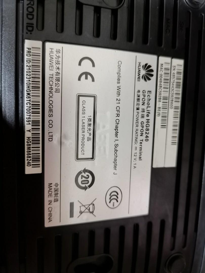 Huawei M1 GPON ONT Modem HG8240, Electronics, Computers, Others on ...