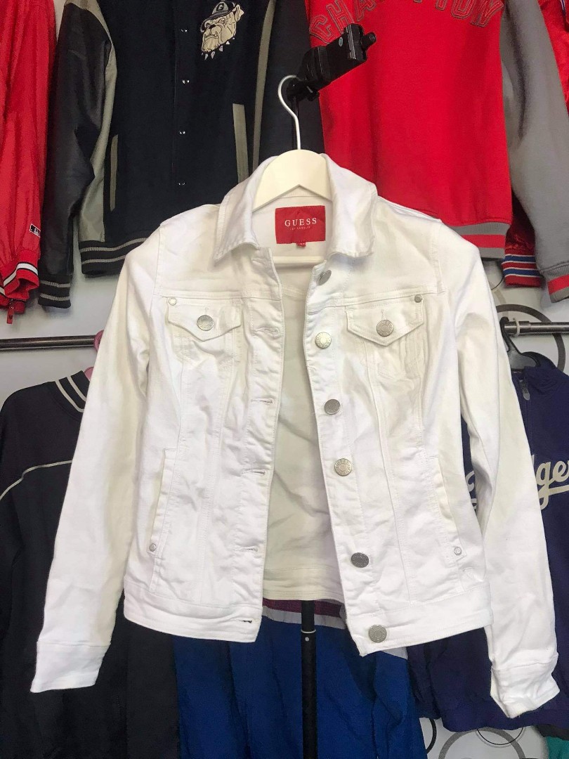 Original Guess White Denim Jacket, Women's Fashion, Coats, Jackets and ...