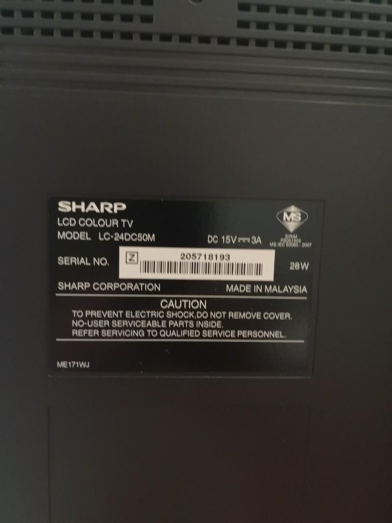 Sharp 24" LCD Color TV LC-24DC50M, TV & Home Appliances, TV ...