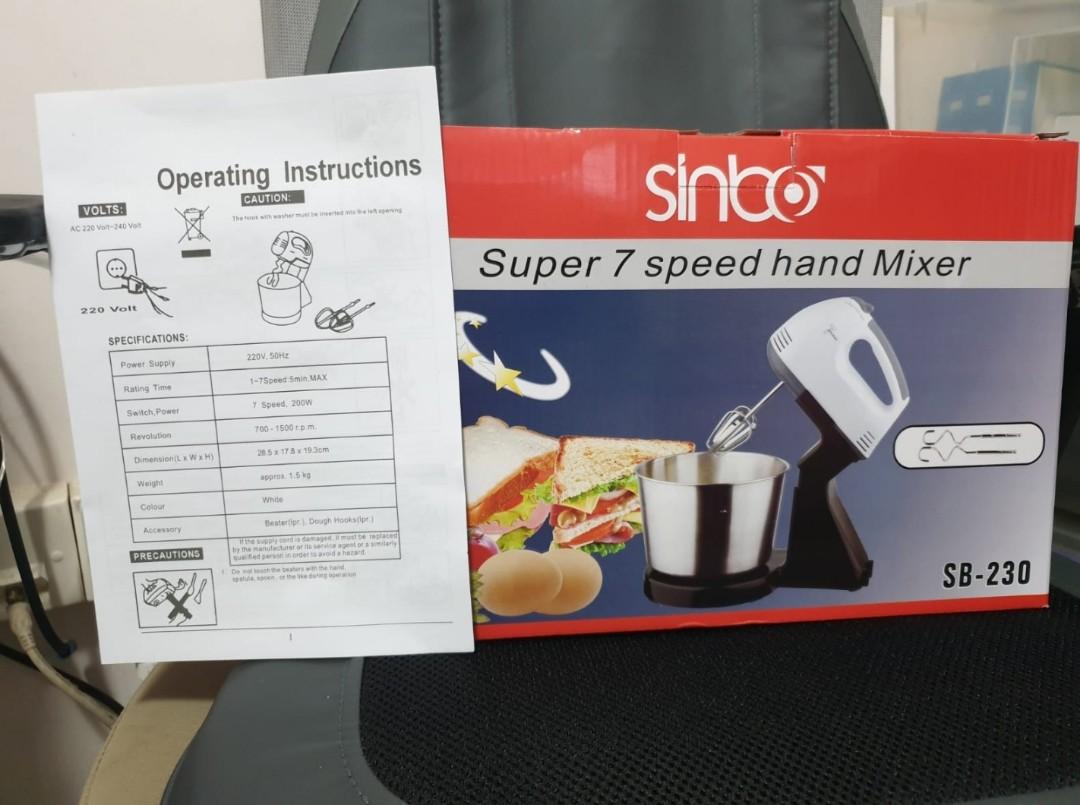 Sinbo Super 7 Speed Hand Mixer, TV & Home Appliances, Kitchen ...