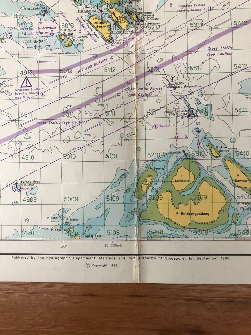 Singapore Map Chart Nautical 1996 (Marine And Port Authority Singapore ...