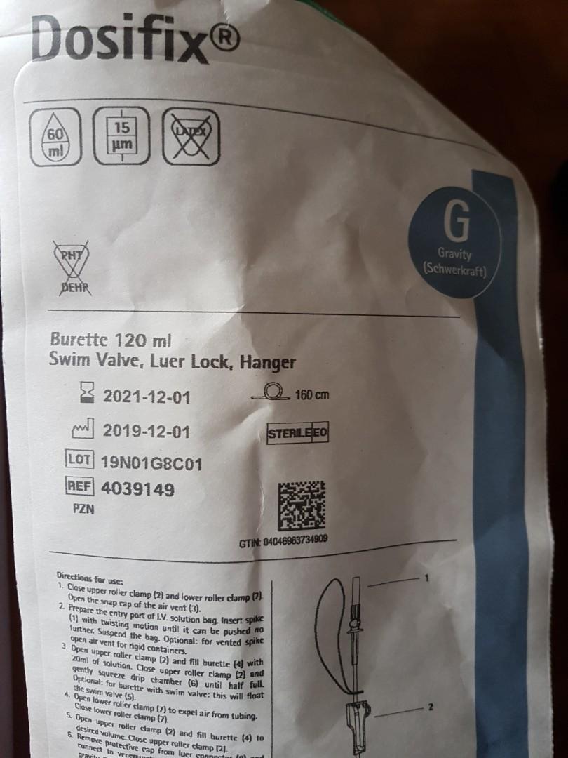 Volume control IV Administration Set (B|Braun Dosifix), 120ml ...