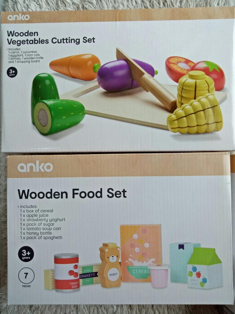 Wooden Food Set/Wooden Cutting Set Anko Toy, Babies & Kids, Infant ...