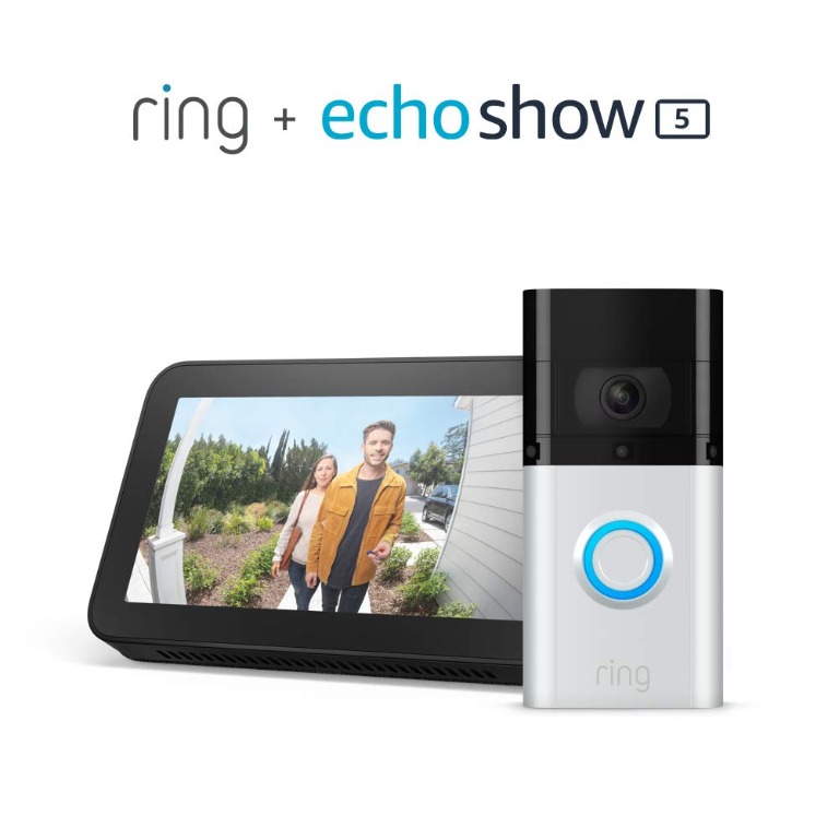Ring doorbell 3 plus + Echo Show 5 智能家居 門鐘, 傢俬＆家居, 保安及門鎖 , 窺視孔觀察器和門鈴 ...