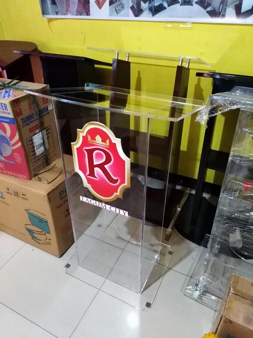 Acrylic Wood Rostrum Podium Lectern, Furniture & Home Living, Office ...