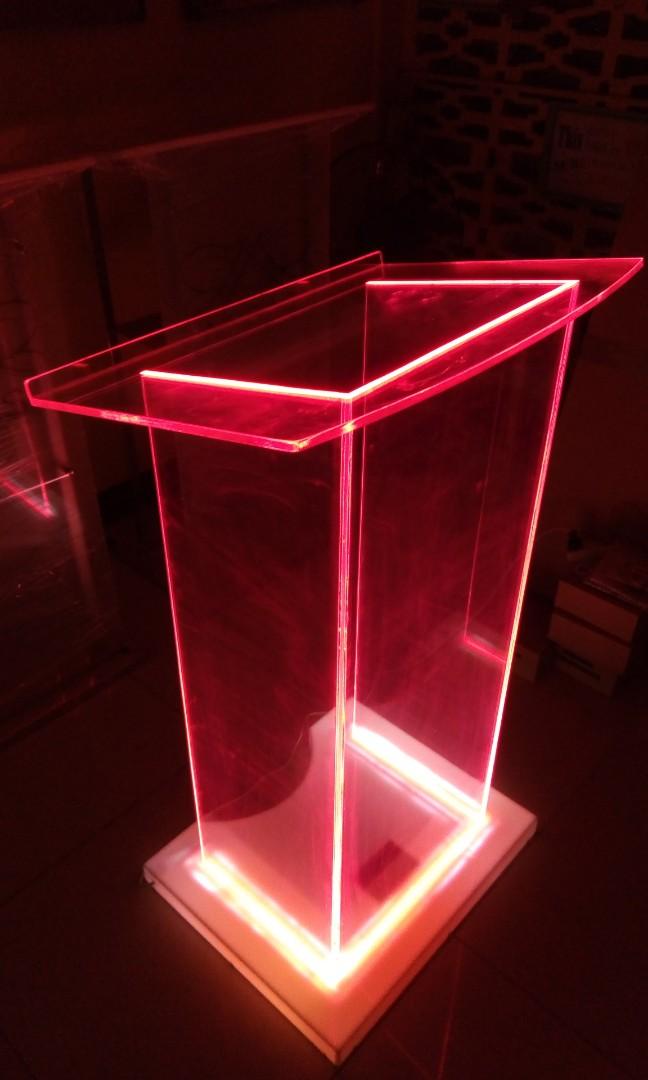 Acrylic Wood Rostrum Podium Lectern, Furniture & Home Living, Office ...