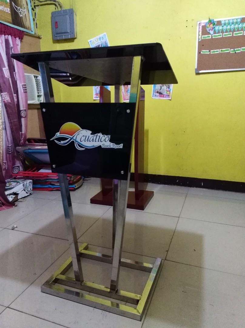 Acrylic Wood Rostrum Podium Lectern, Furniture & Home Living, Office ...