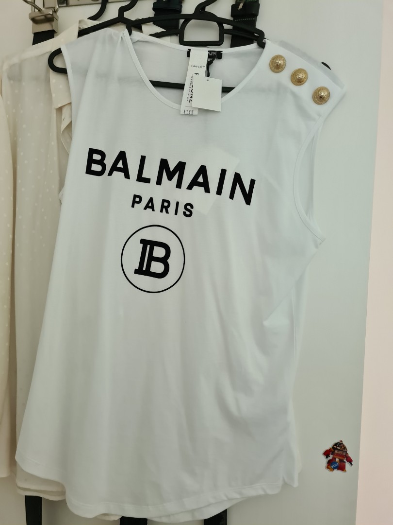 Authentic Balmain white top, Women's Fashion, Tops, Sleeveless on Carousell