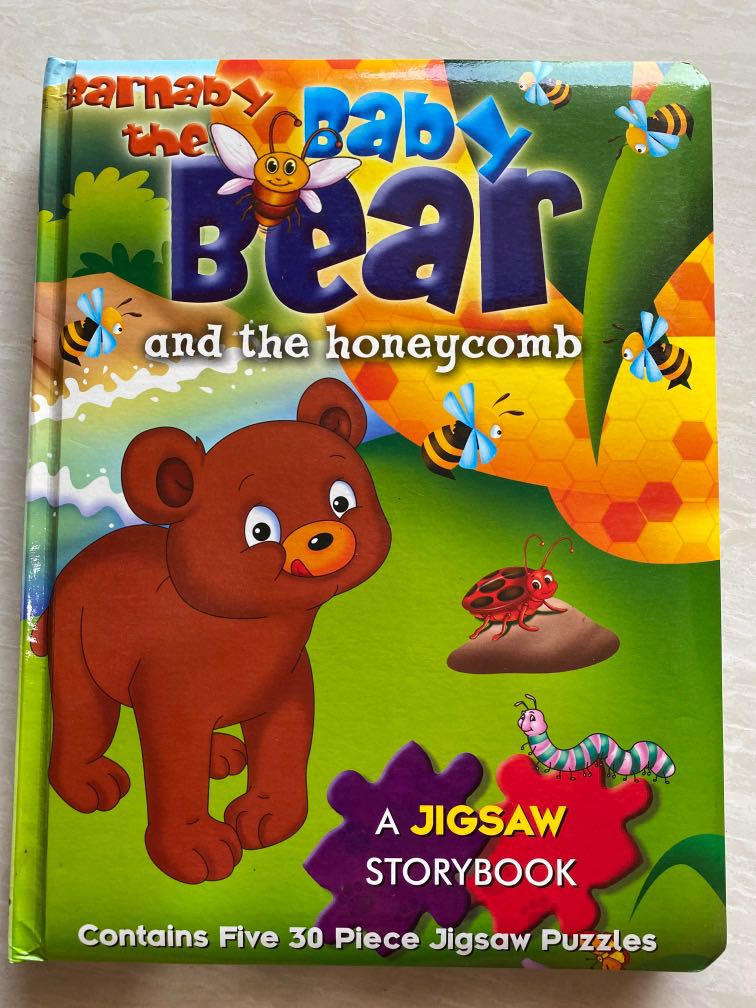 Barney the baby bear and the honeycomb book with puzzle pieces ...