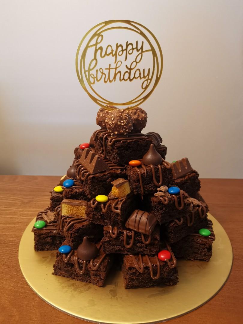 Halal Brownie Tower Cake, Food & Drinks, Homemade Bakes on Carousell