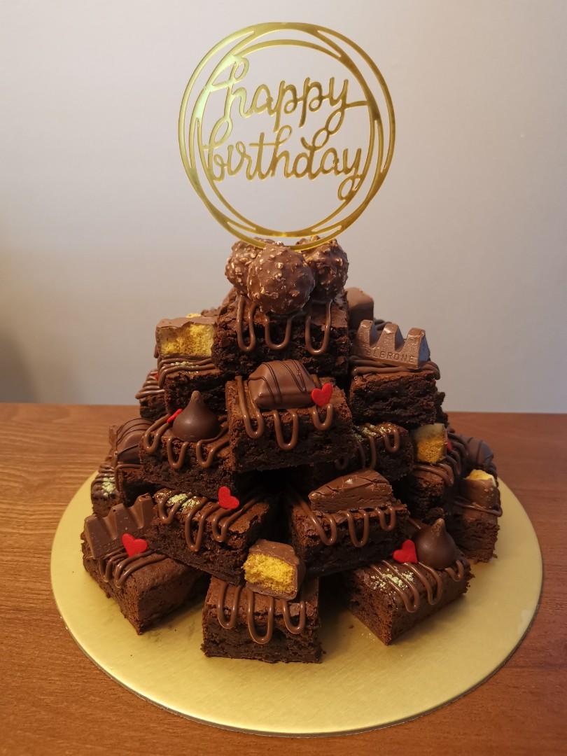 Halal Brownie Tower Cake, Food & Drinks, Homemade Bakes on Carousell