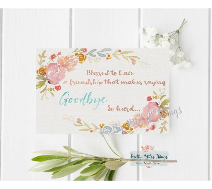 [Multiple Designs] Watercolor Floral Farewell Card , Hobbies & Toys ...