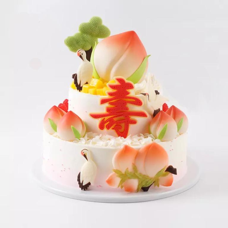 Pink / Gold Longevity Peaches / Shou Tao Cake Topper, Babies & Kids ...