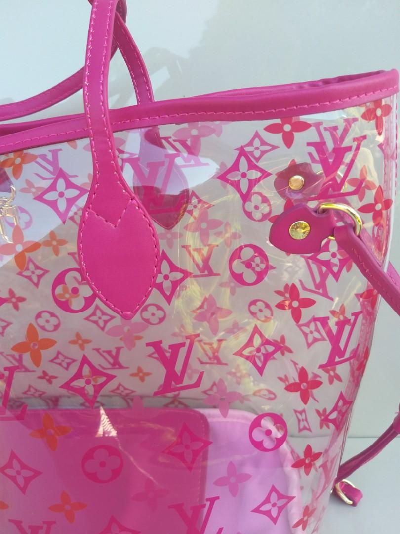 LV PINK TRANSPARENT NEVERFULL MEDIUM TOTE BAG LIMITED EDITION, Women's ...