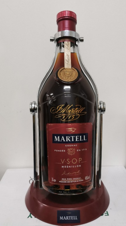 Martell Medallion VSOP 3L Bottle with solid wood base cradle, Food & Drinks, Alcoholic Beverages ...