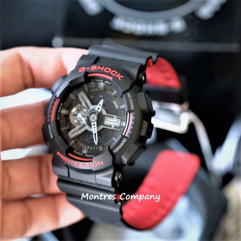 Montres Company香港註冊公司(31年老店) 卡西歐 CASIO G-Shock 防磁 內側配色 黑色桃粉紅 超大錶徑 GA110 GA110HR GA-110 GA-110HR ...