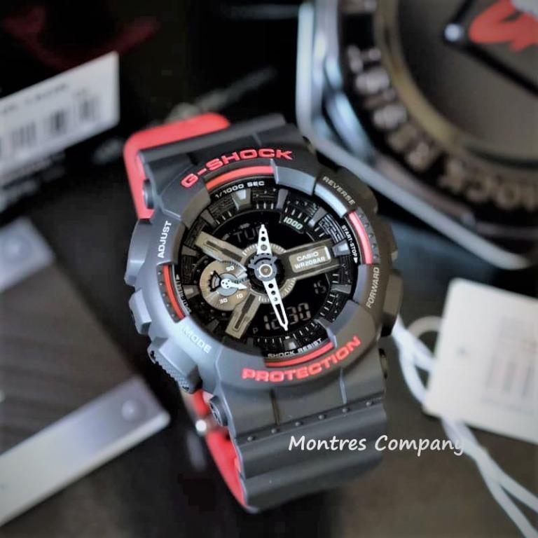 Montres Company香港註冊公司(31年老店) 卡西歐 CASIO G-Shock 防磁 內側配色 黑色桃粉紅 超大錶徑 GA110 GA110HR GA-110 GA-110HR ...