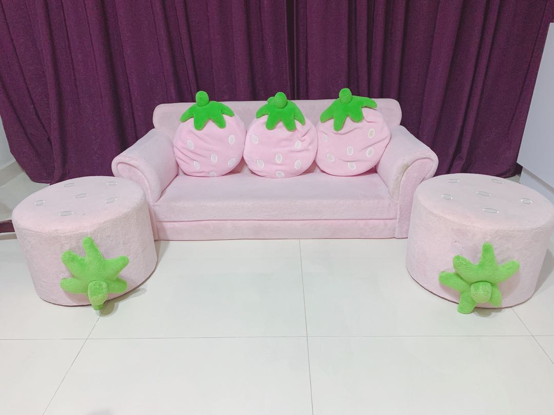 Pink Strawberry Kids sofa, Babies & Kids, Baby Nursery & Kids Furniture ...