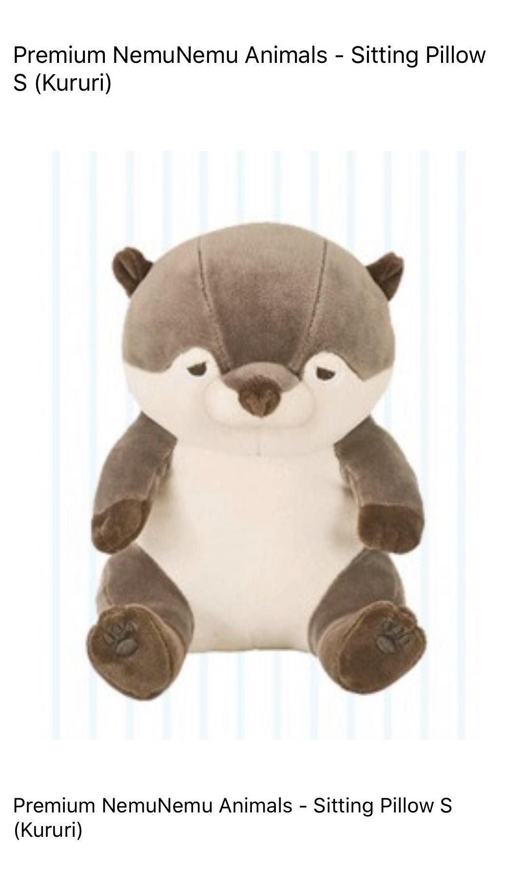 Premium Nemu Nemu Animals Sitting Pillow S (Kururi) Otter Soft Toy Pouch, Hobbies & Toys, Toys ...