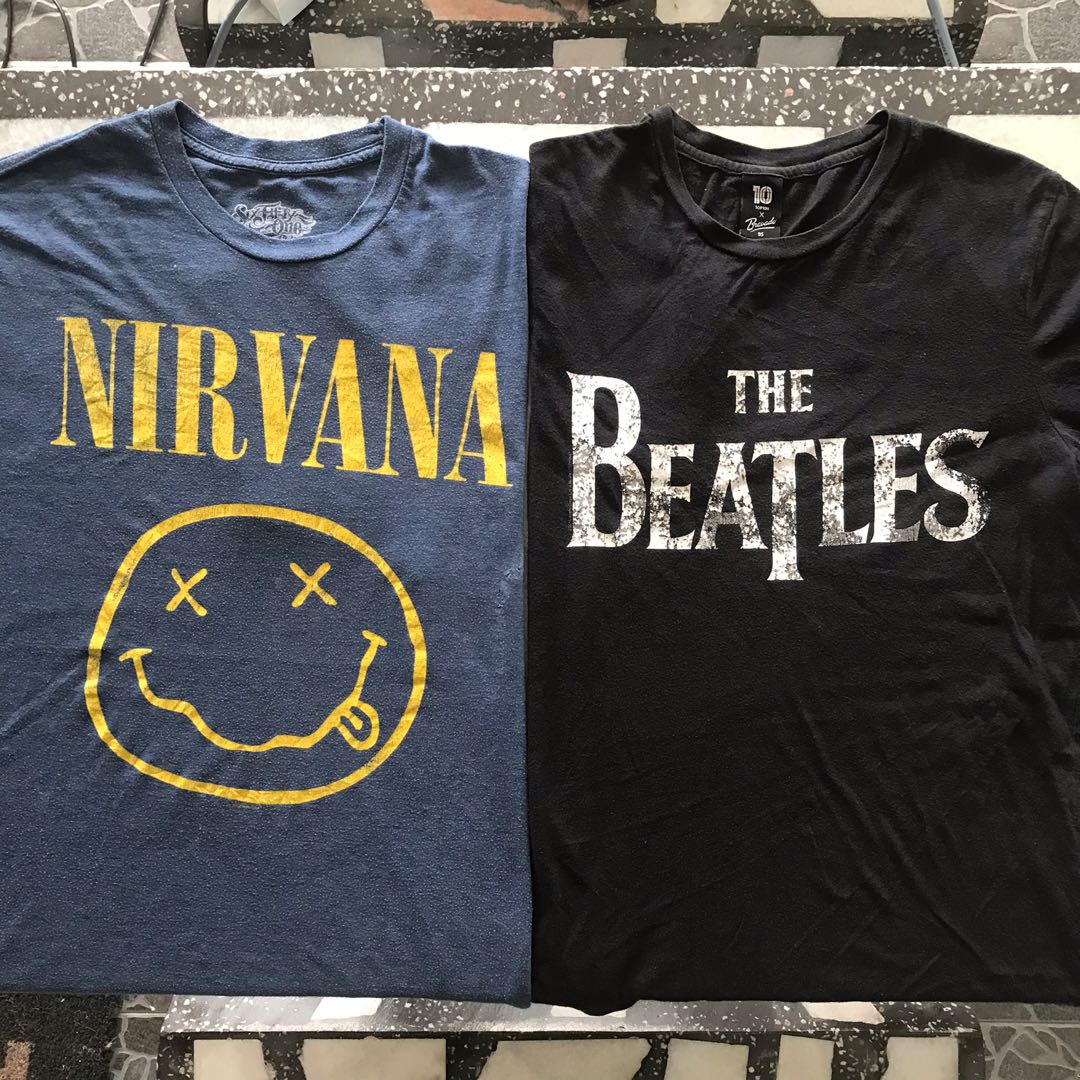 BAND NIRVANA & THE BEATLES, Men's Fashion, Tops & Sets, Tshirts & Polo ...