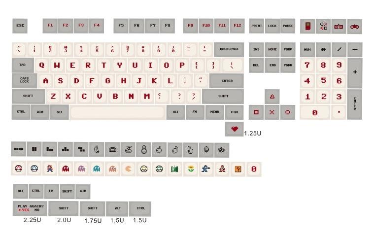 Mitsubishi Zero Fighter PBT Keycaps / Gameboy Retro Keycaps Full Set ...