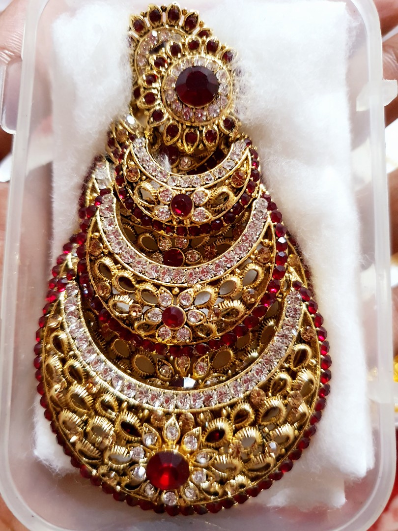 Indian dark red fashion earrings for traditional attires, Women's ...