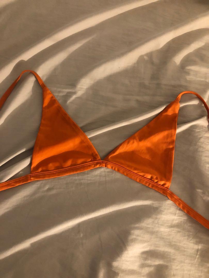Orange triangle bikini top, Women's Fashion, Tops, Sleeveless on Carousell