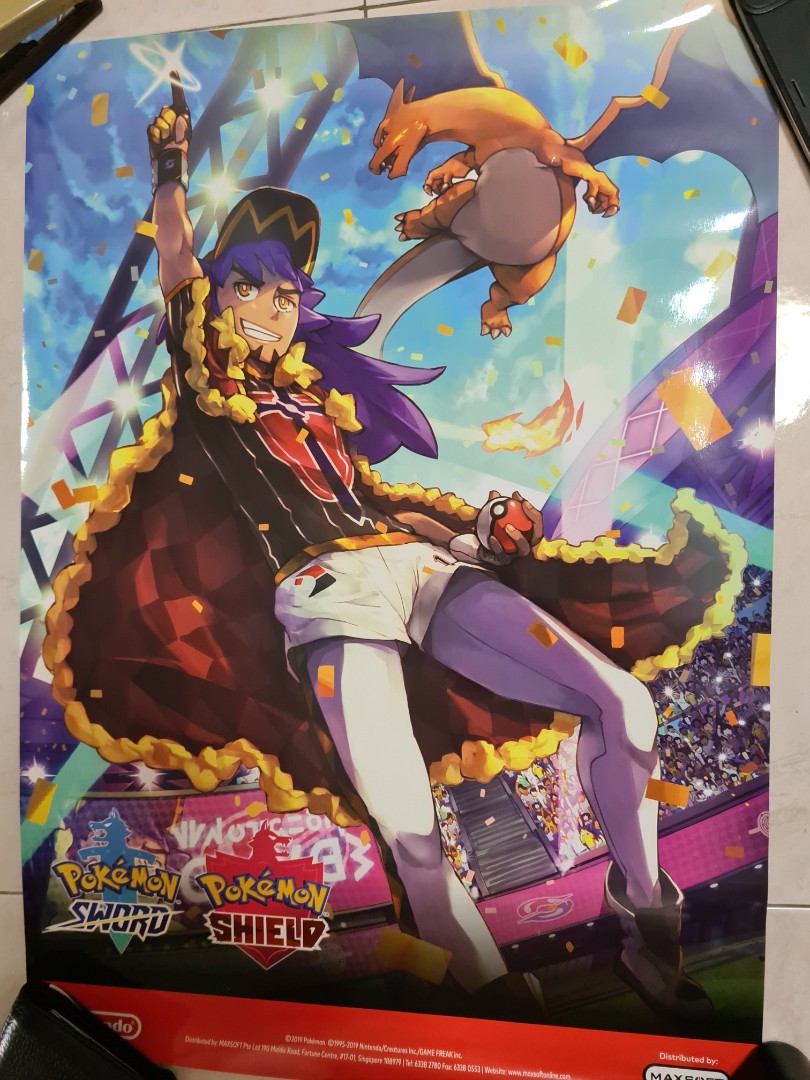 Pokemon sword and shield poster. Leon and Charizard, Video Gaming ...