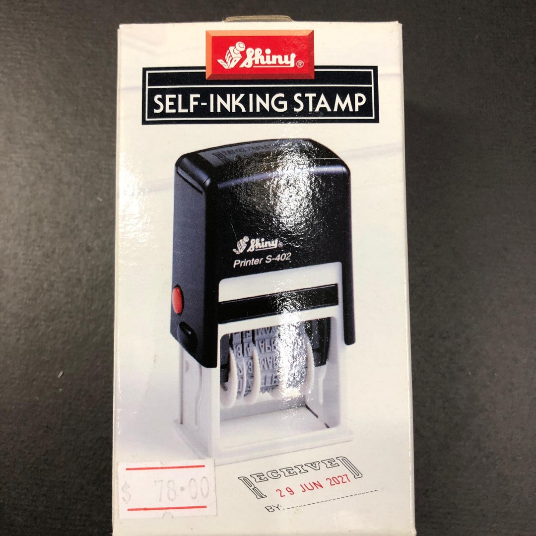 Shiny Printer S-402 self inking stamp date chop 日子印, 興趣及遊戲, 手作＆自家設計, 其他 ...