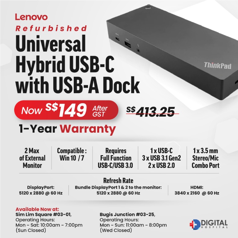 Thinkpad Hybrid Usb C With Usb A Dock Refurb Computers Tech Parts Accessories Cables