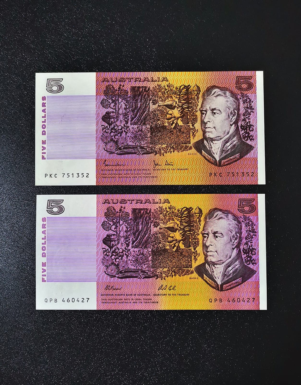 Australia $5 Paper Banknote, 2 Different Types Signature, Hobbies ...