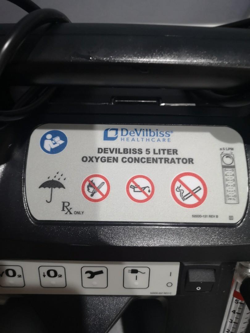 DeVilbiss 5L oxygen concentrator, Health & Nutrition, Assistive ...