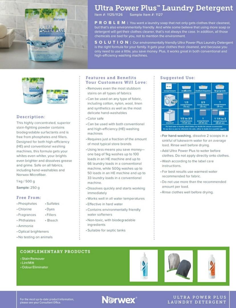Laundry Detergent Ultra Power Plus Norwex UPP, Furniture & Home Living ...