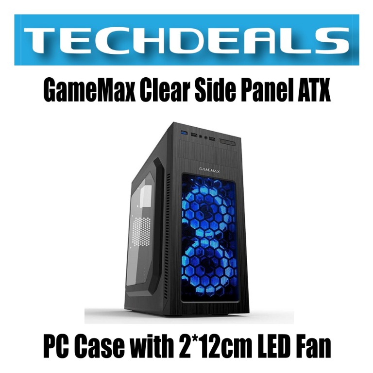 GameMax Clear Side Panel ATX Case with 2*12cm LED Fan, Computers & Tech ...