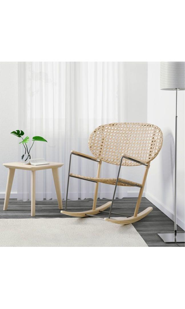 IKEA GRONADAL rattan rocking chair, Furniture & Home Living, Furniture ...